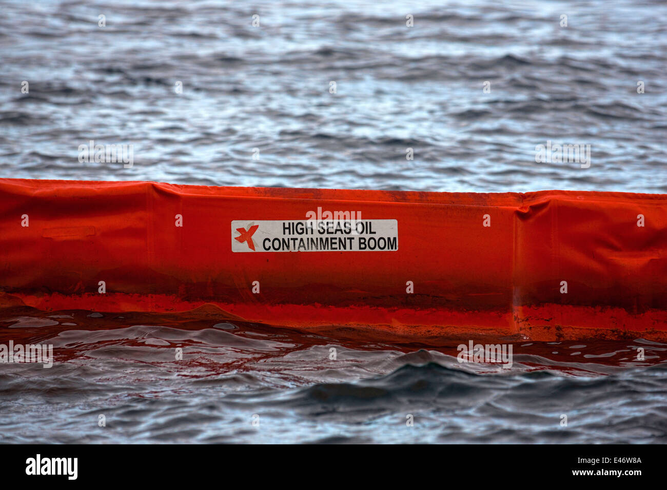 High Seas Oil Containment Boom in the Mediterranean Ocean Stock Photo ...