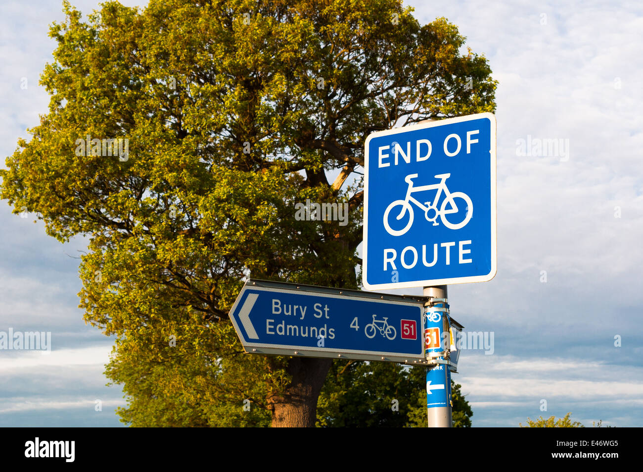 End of cycle route and direction for Bury St Edmunds, Suffolk, UK Stock ...