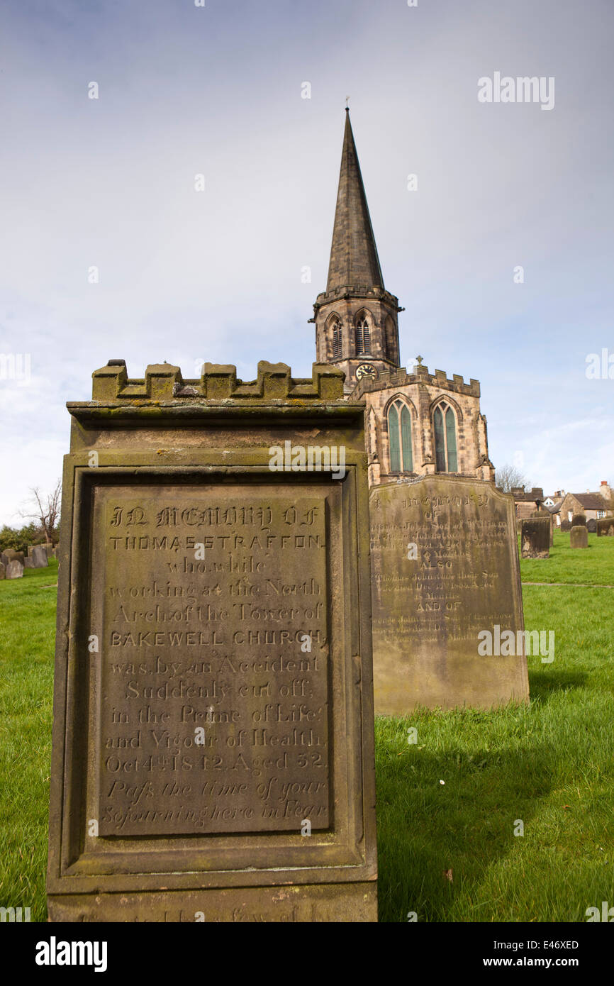 UK, Derbyshire, Peak District, Bakewell, All Saints Church, grave of ...