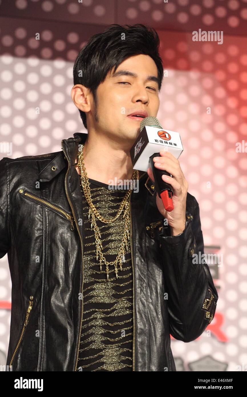 Taipei. 3rd July, 2014. Singer Jay Chou attends a commercial event in Taipei on Thursday July 3 ...