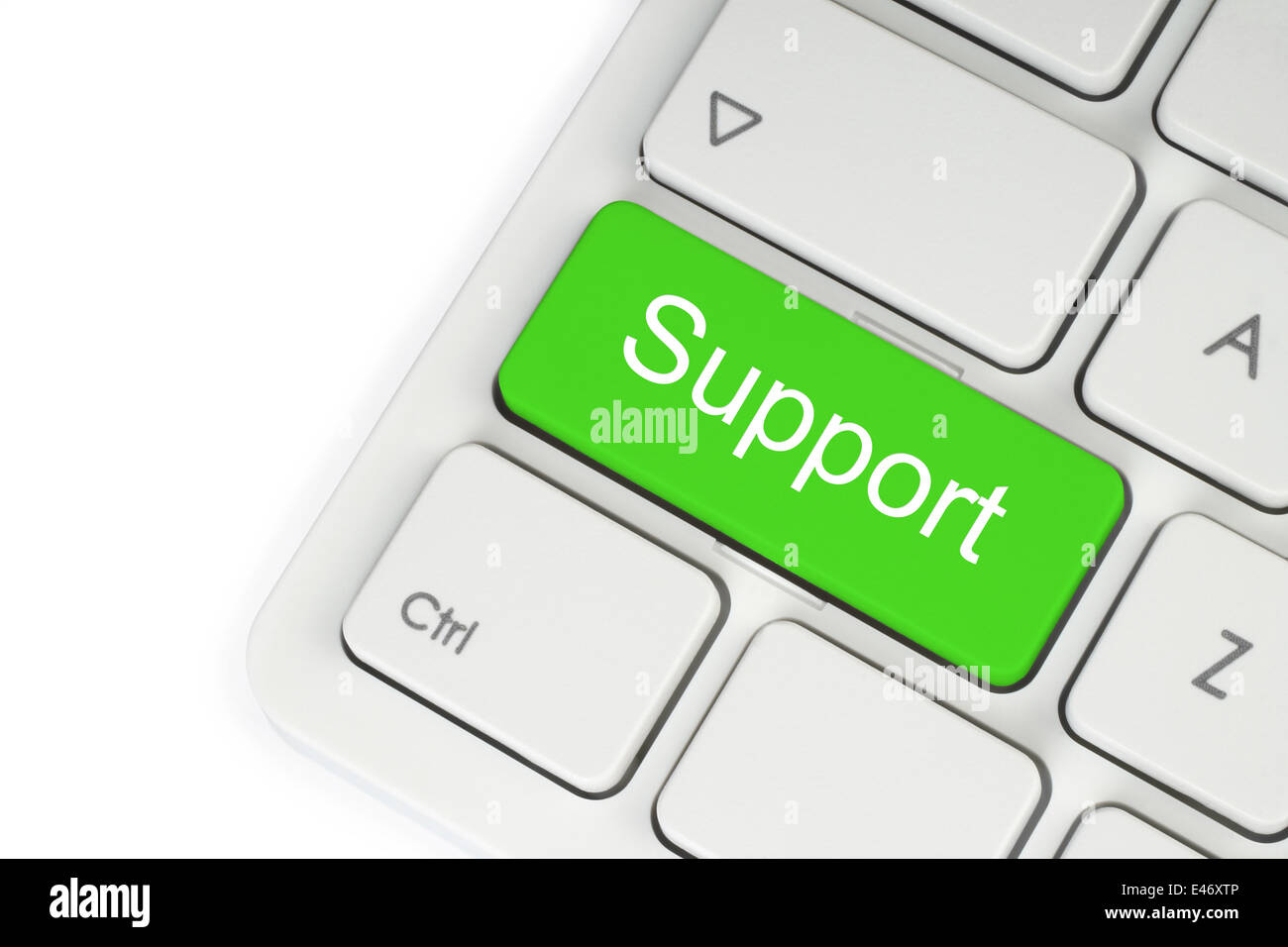 Green support keyboard button on white background Stock Photo - Alamy