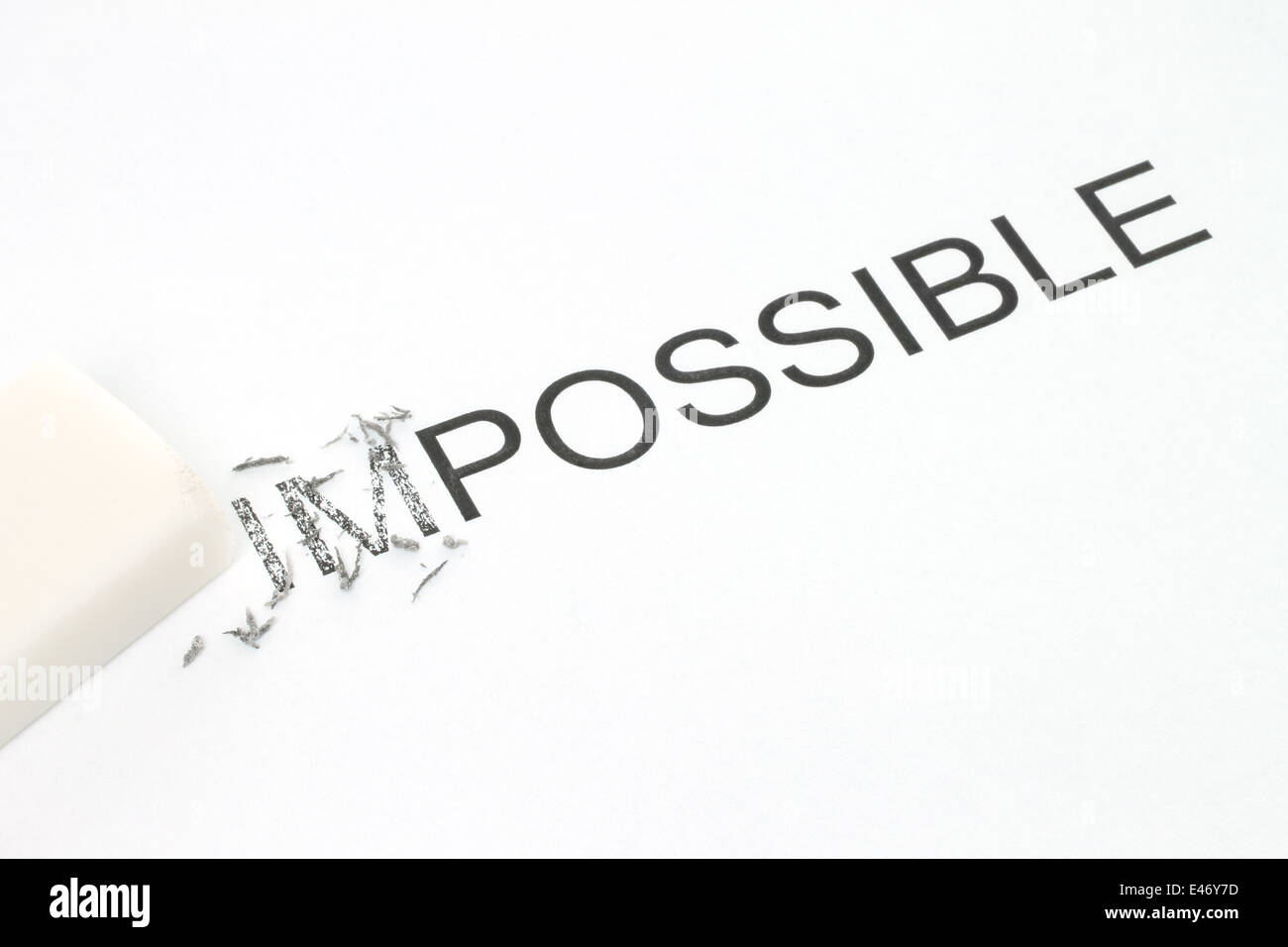 Eraser with erased part of the impossible word close-up Stock Photo - Alamy
