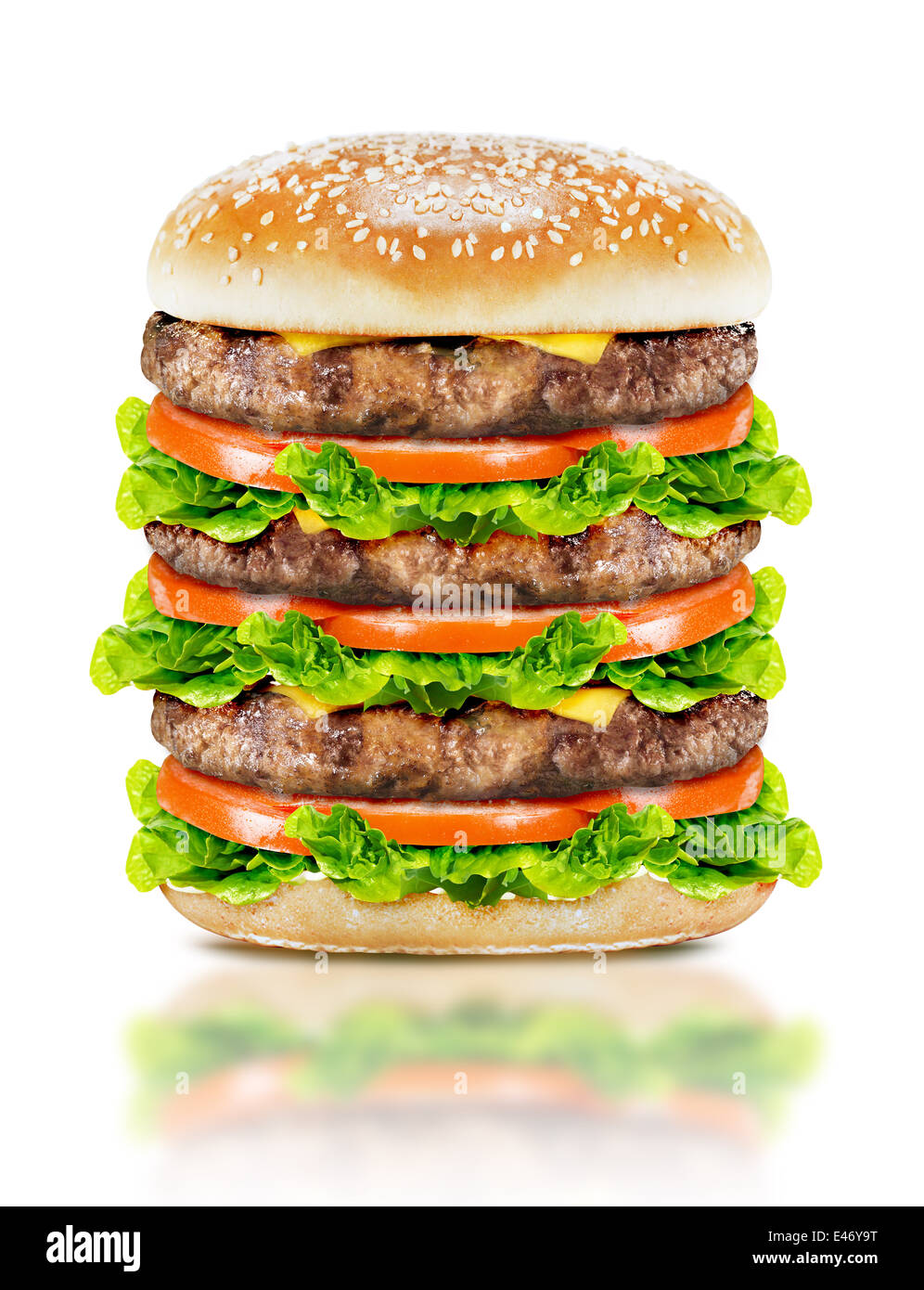 Delicious Big burger with beef, tomato, cheese and lettuce on white ...
