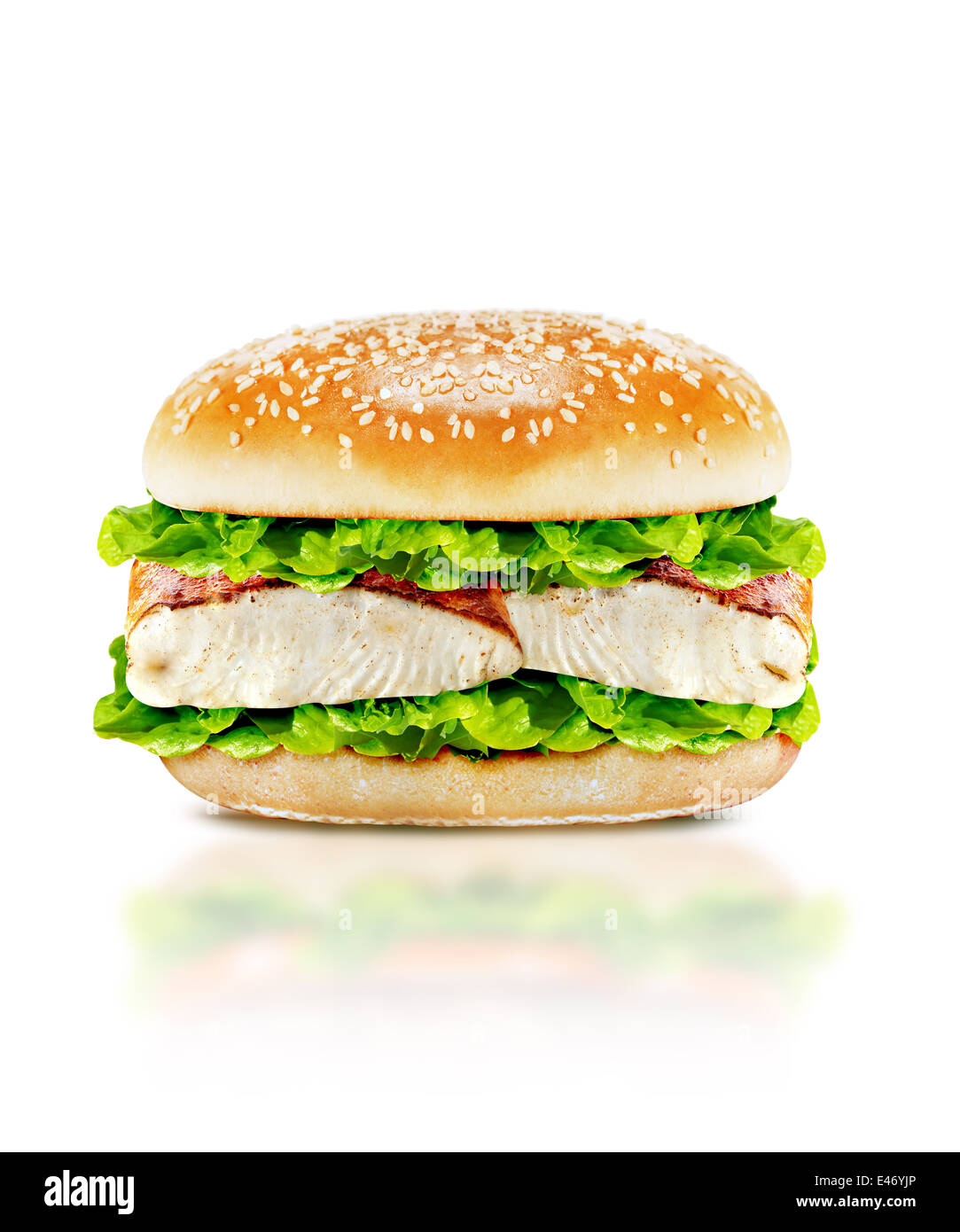 Delicious burger with beef, tomato, cheese and lettuce on white ...
