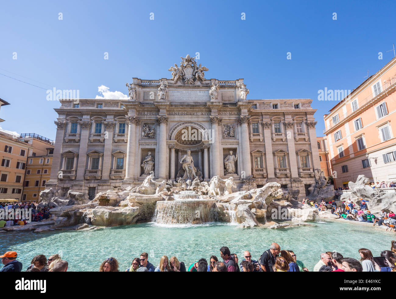 The world famous Trevi Fountain in Rome, Italy, a leading tourist ...