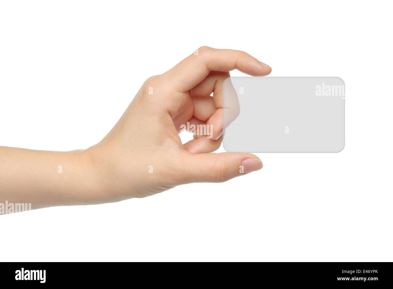 Hand holds virtual card on white background Stock Photo - Alamy