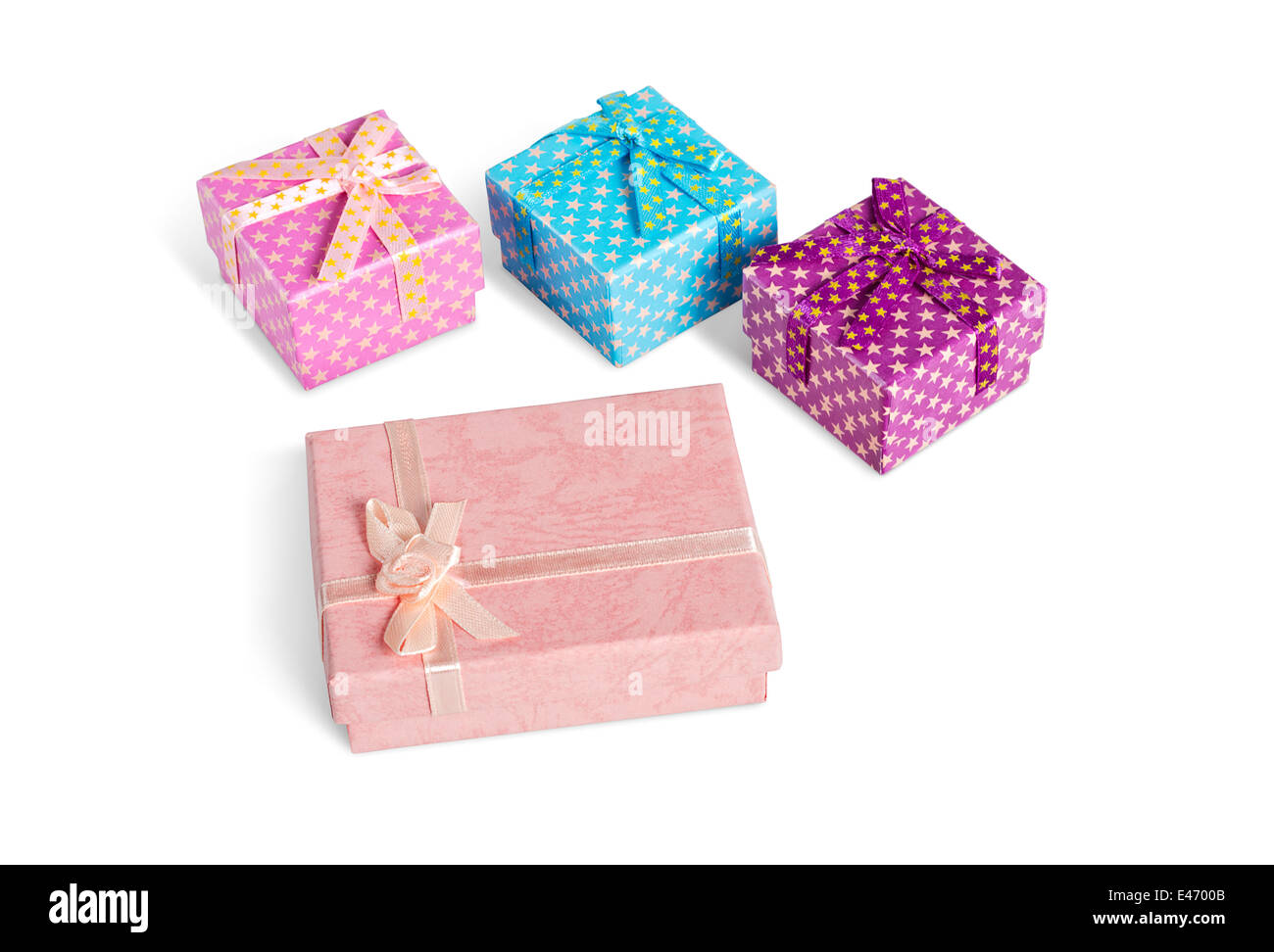 Small gift boxes isolated on white background Stock Photo - Alamy