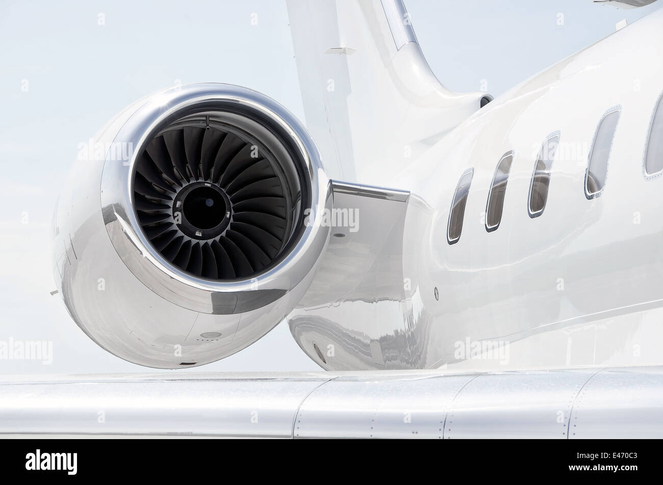 Jet Engine with a part of a wing on a luxury private aircraft ...