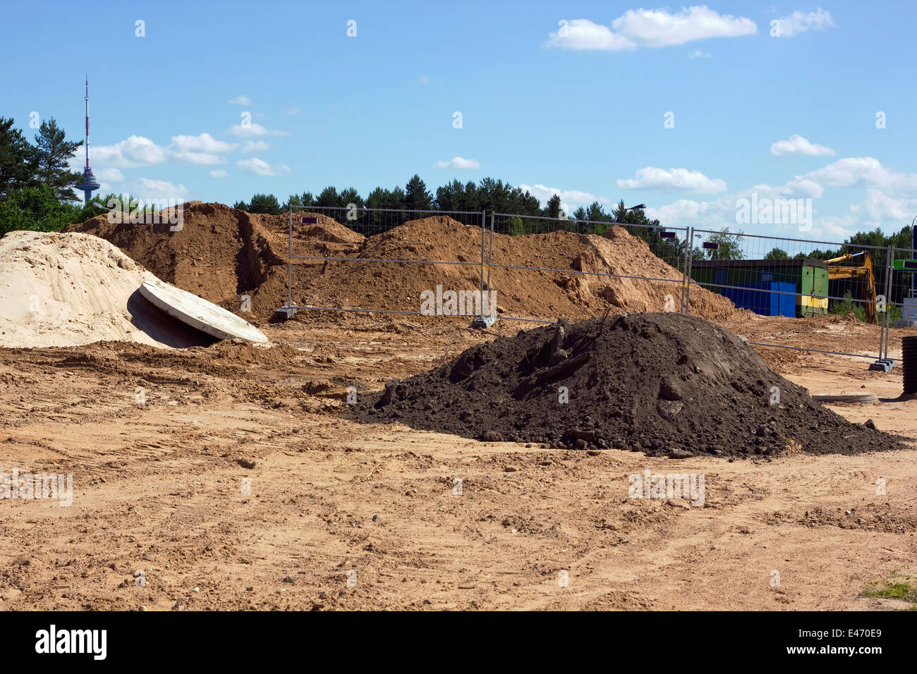 Dead desert sandy earth. Building in the wood concept. Modern landscape ...