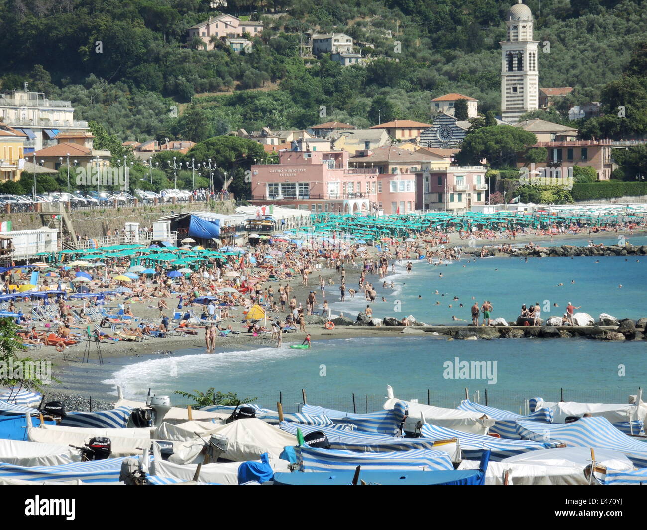 View over the seaside resort Levanto in Liguria, on June 21, 2014 Stock ...