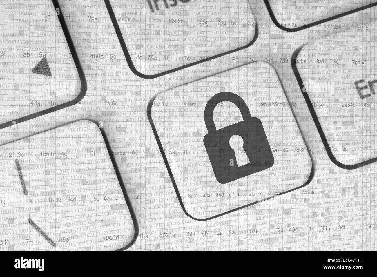 Lock on a white keyboard, security concept Stock Photo - Alamy