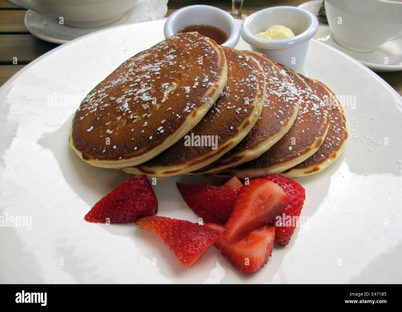 New York, USA, pancakes with fresh strawberries Stock Photo - Alamy