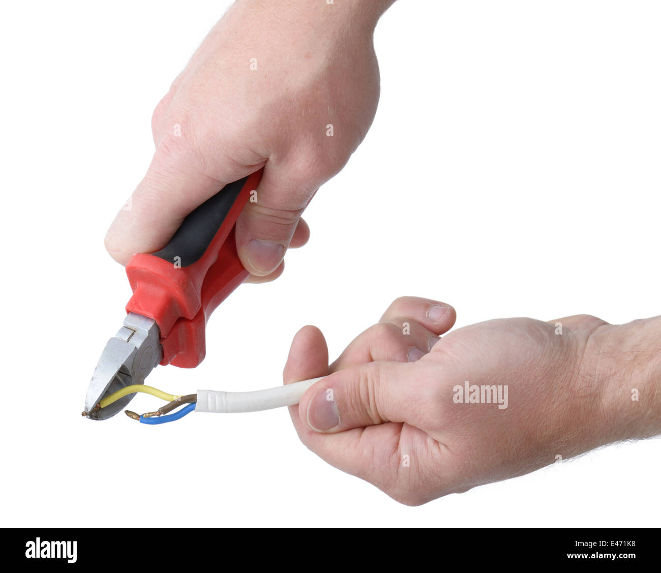 electrician clipping wire isolated on a white background Stock Photo ...
