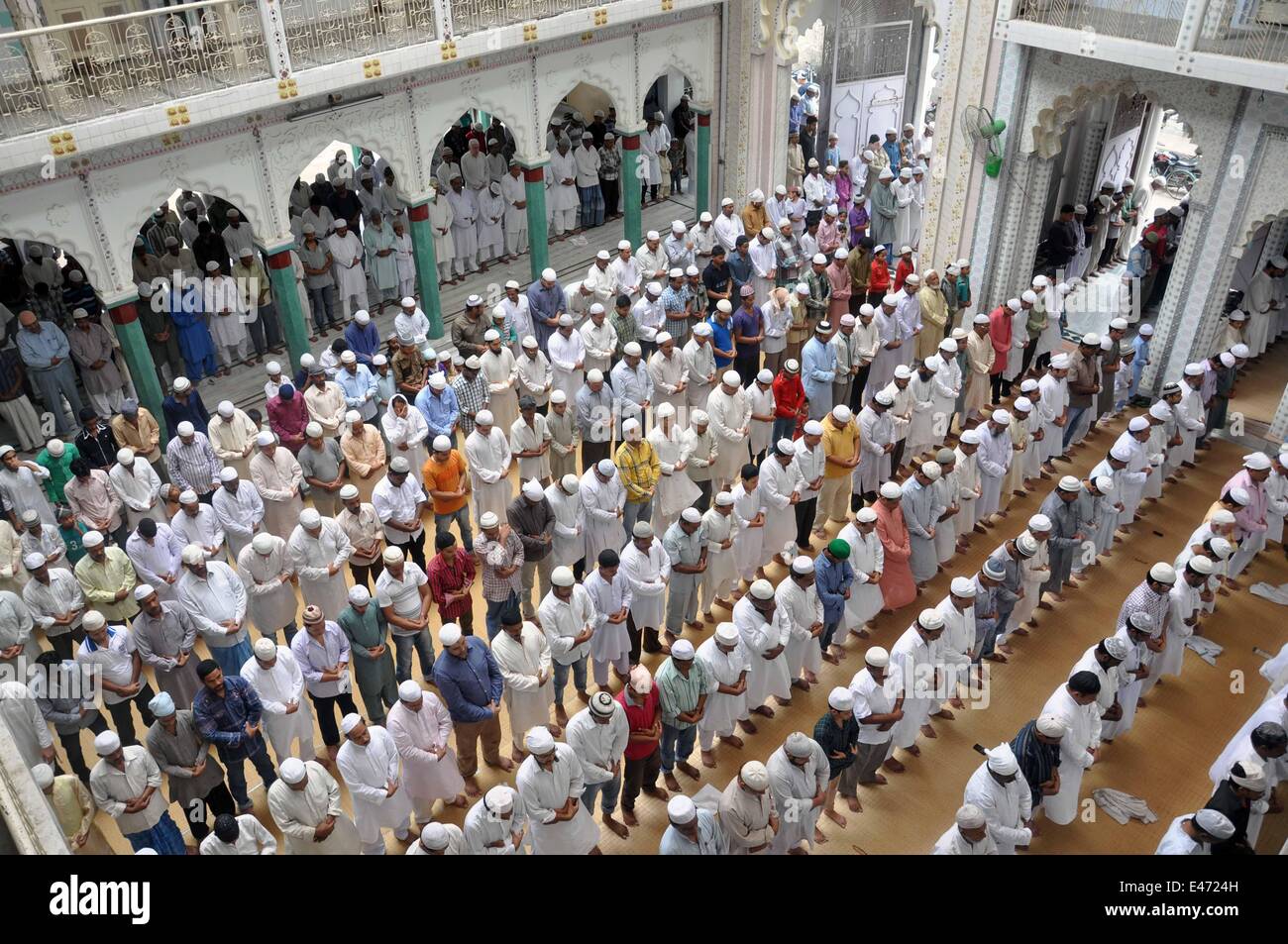 Allahabad, India. 4th July, 2014. The Muslims pray on first Friday of ...