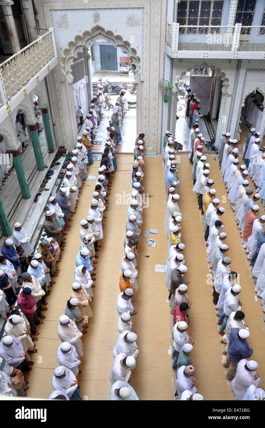 Allahabad, India. 4th July, 2014. The Muslims pray on first Friday of ...