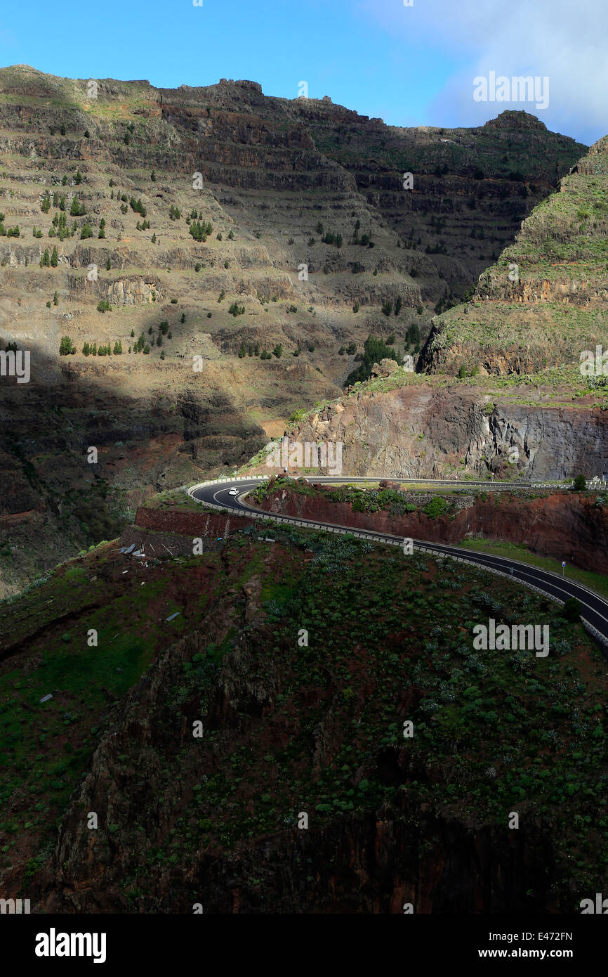 Valle Gran Rey, Spain, look to the upper valley of Valle Gran Rey on ...