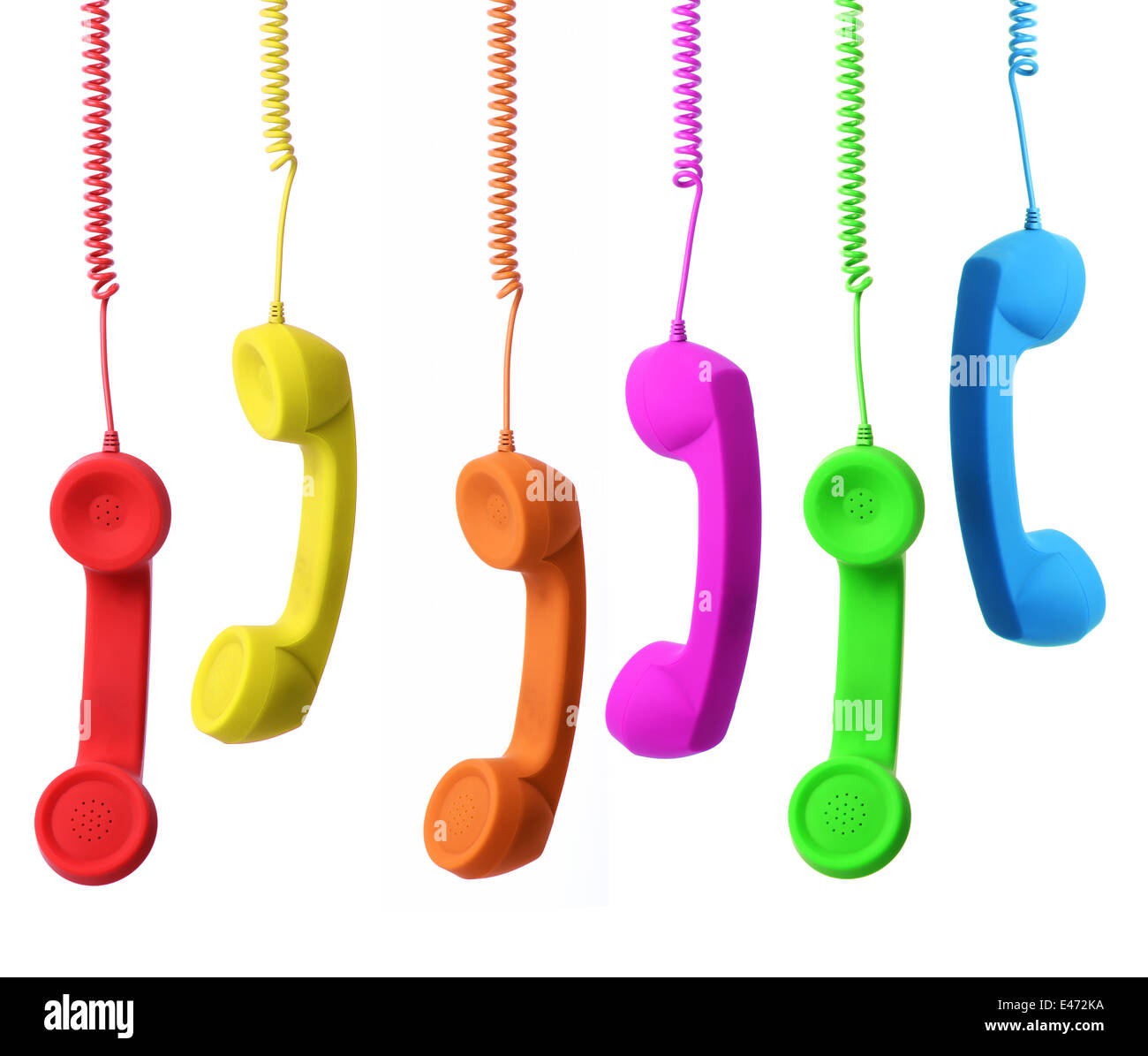 range of colour phone concept of connection to different contacts Stock ...