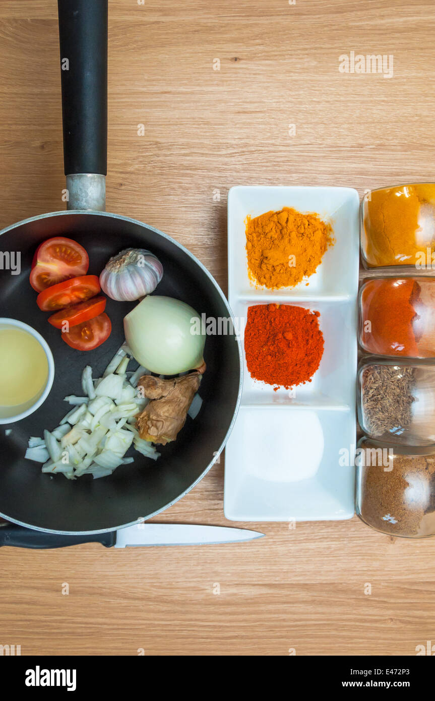 Close up of Indian cuisine raw ingredients Stock Photo - Alamy