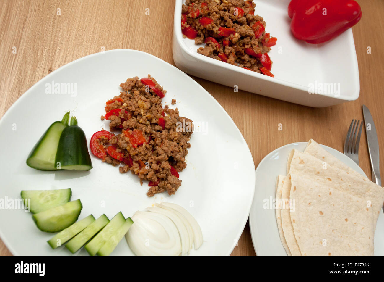 Bell pepper minced meat indian spicy cuisine Stock Photo - Alamy
