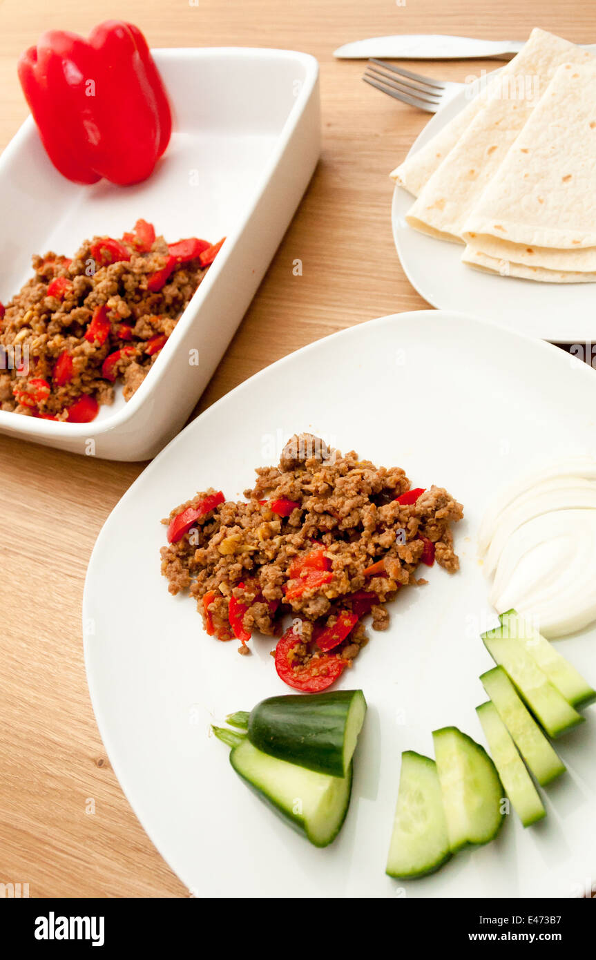 Indian cuisine pepper minced meat masala Stock Photo - Alamy