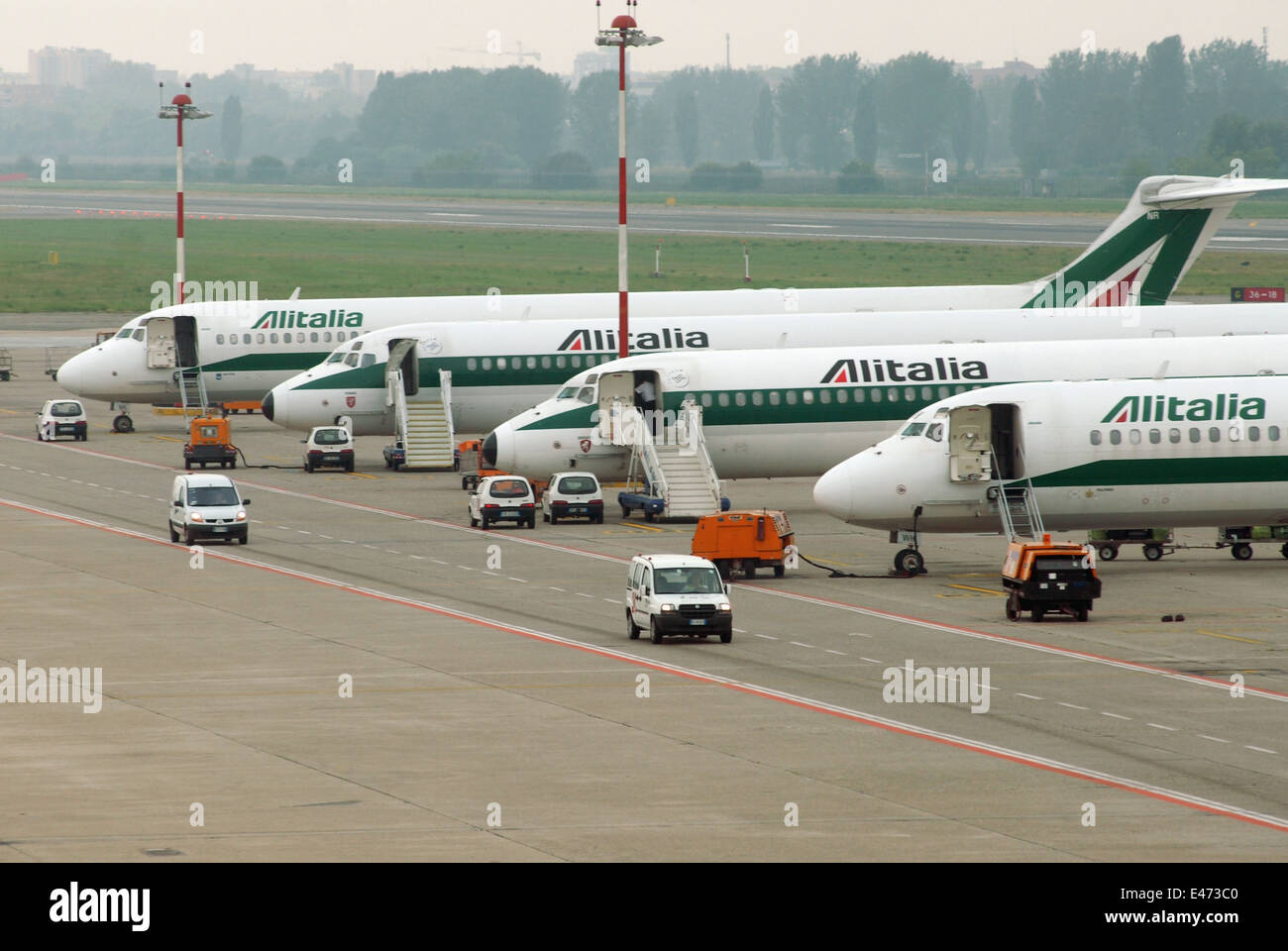 airport of Milan Linate (Italy), Alitalia airliners Stock Photo - Alamy
