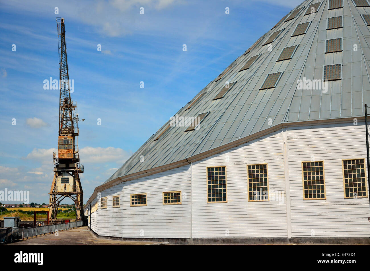 Chatham, Kent, England, UK. Chatham Historic Dockyard. Large crane next ...