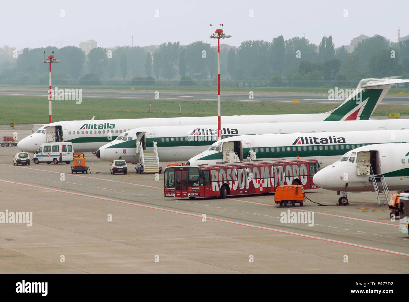 airport of Milan Linate (Italy), Alitalia airliners Stock Photo - Alamy