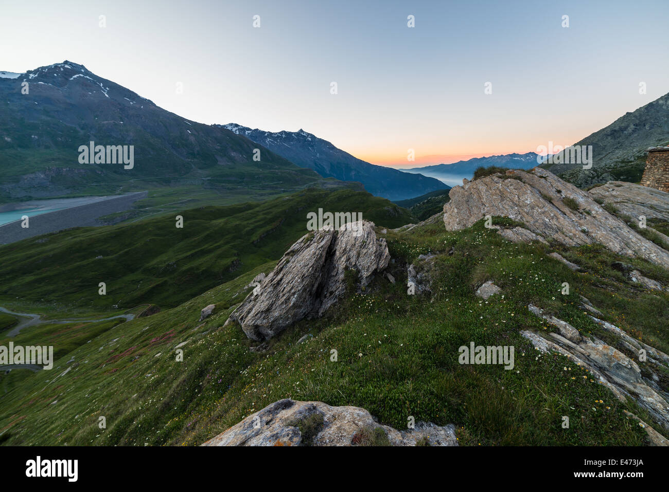 High altitude alpine landscape at dawn Stock Photo - Alamy