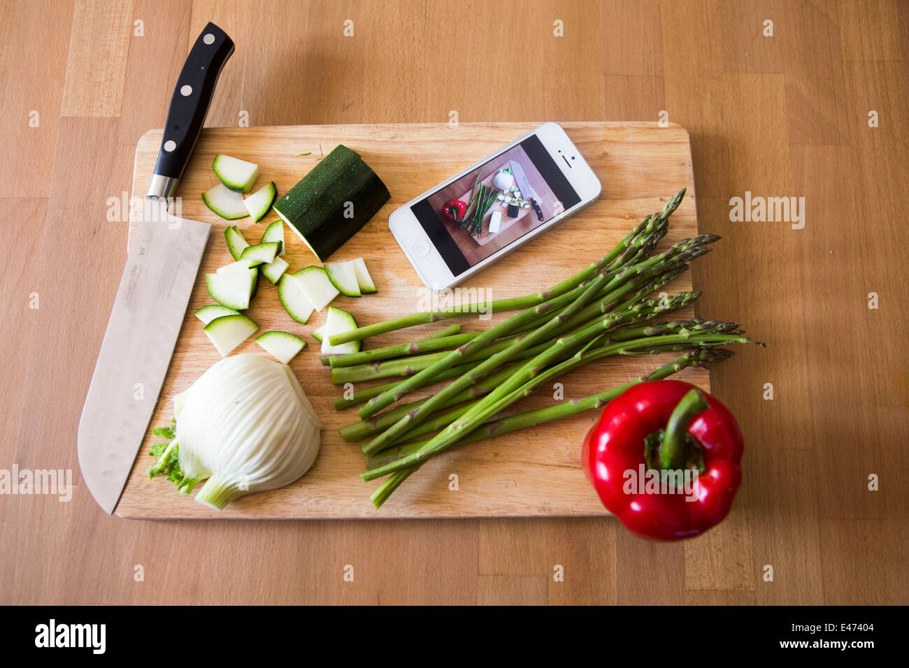 Ingredients and plates mixing modern and Mediterranean flavors Stock ...