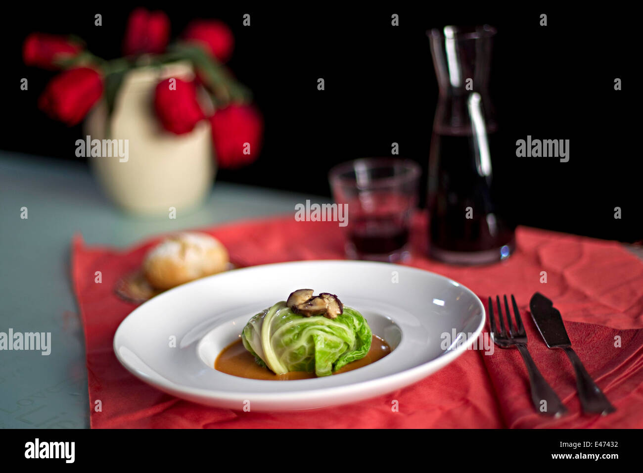 Ingredients and plates mixing modern and Mediterranean flavors Stock ...