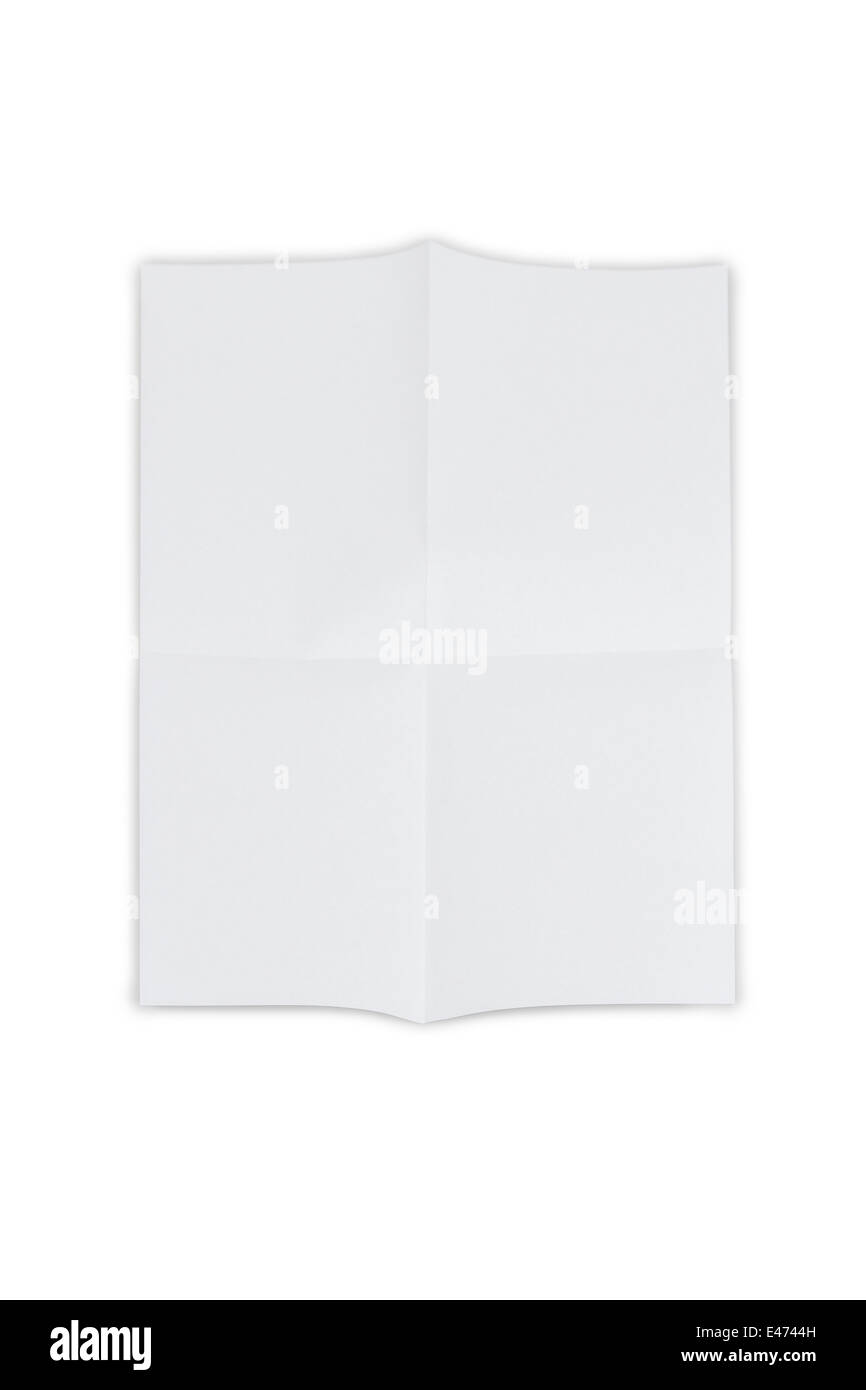 Folded sheet of white paper isolated on white background Stock Photo ...