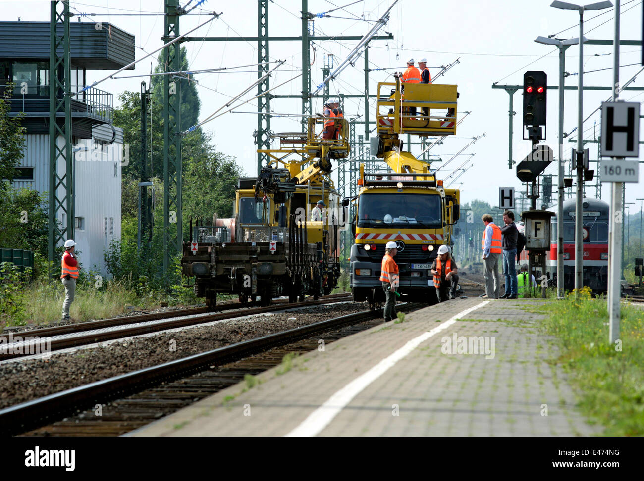 Overhead line installation Stock Photo - Alamy