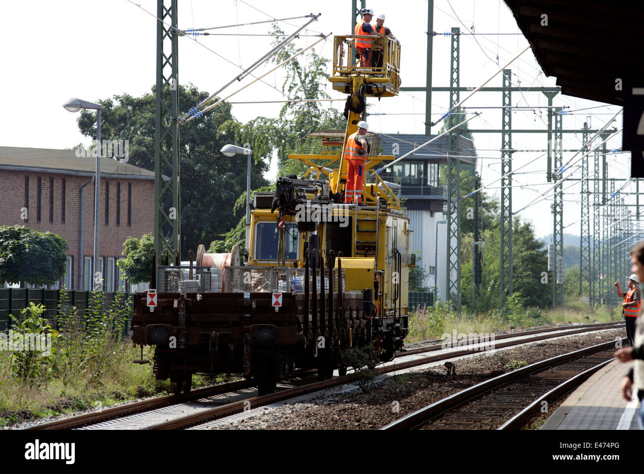 Overhead line installation Stock Photo - Alamy