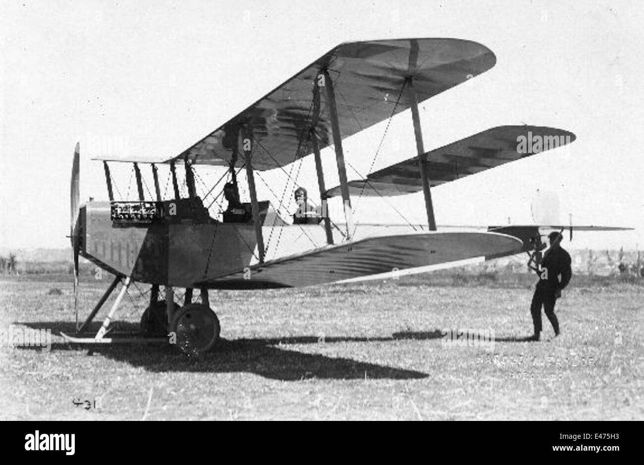 The AL14-B 075, a Curtiss biplane, was used for early flight operations ...