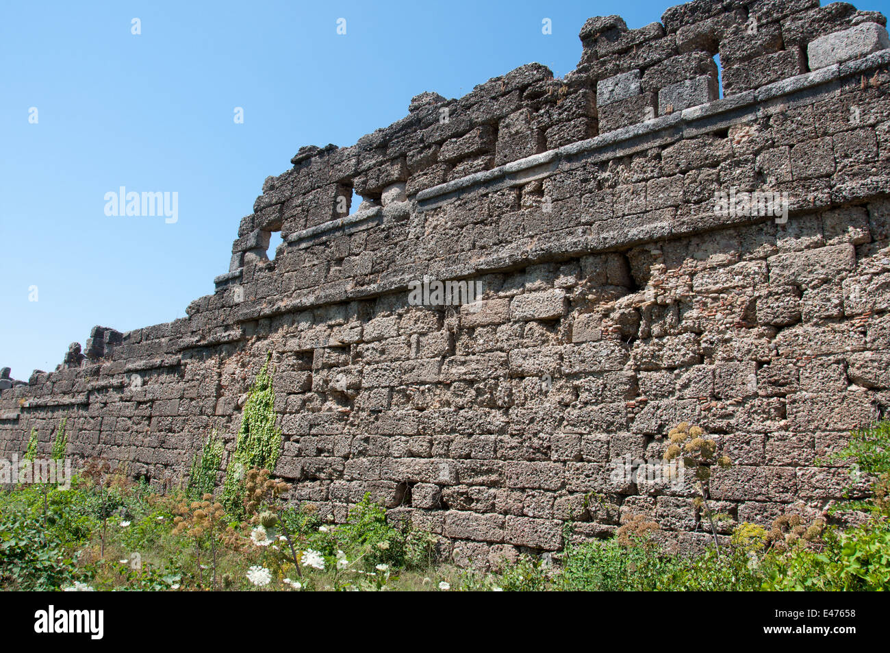 fortress wall Side Turkey landmark resort rocks ruins summer day sunny ...