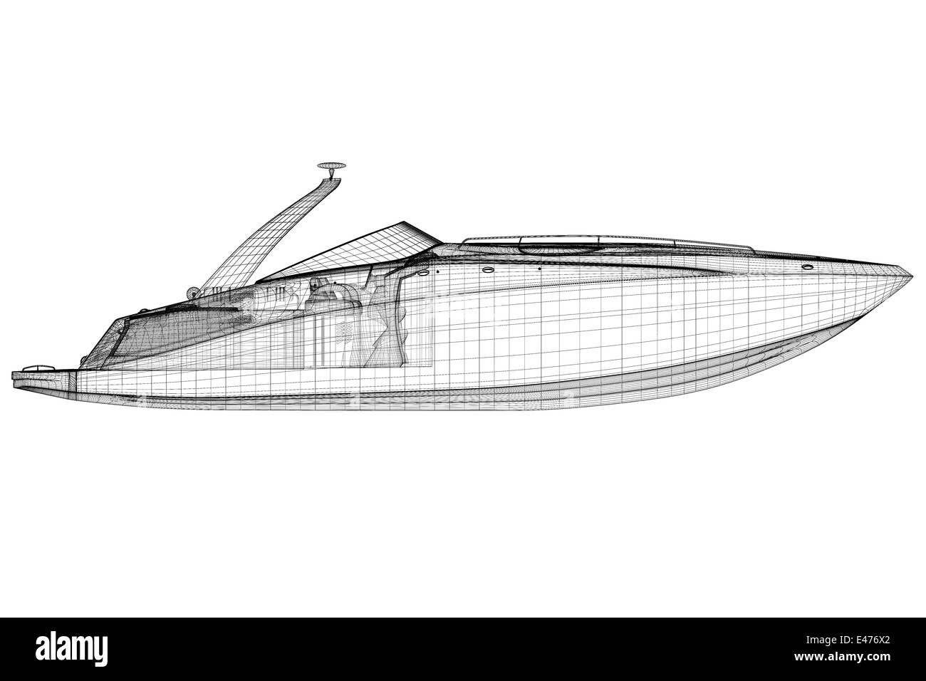speedboat, Speeding Powerboat,3D model body structure, wire model Stock ...