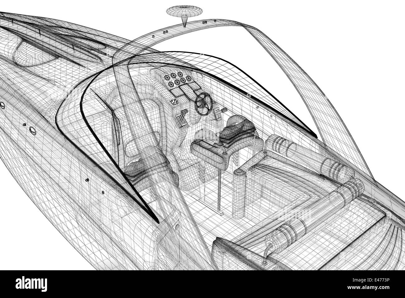 speedboat, Speeding Powerboat,3D model body structure, wire model Stock ...
