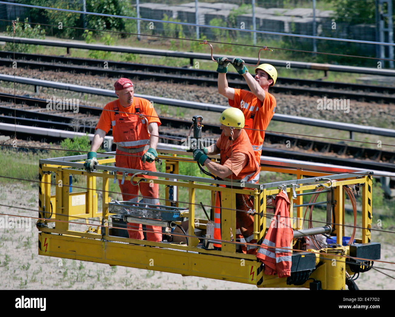 Overhead line installation Stock Photo - Alamy