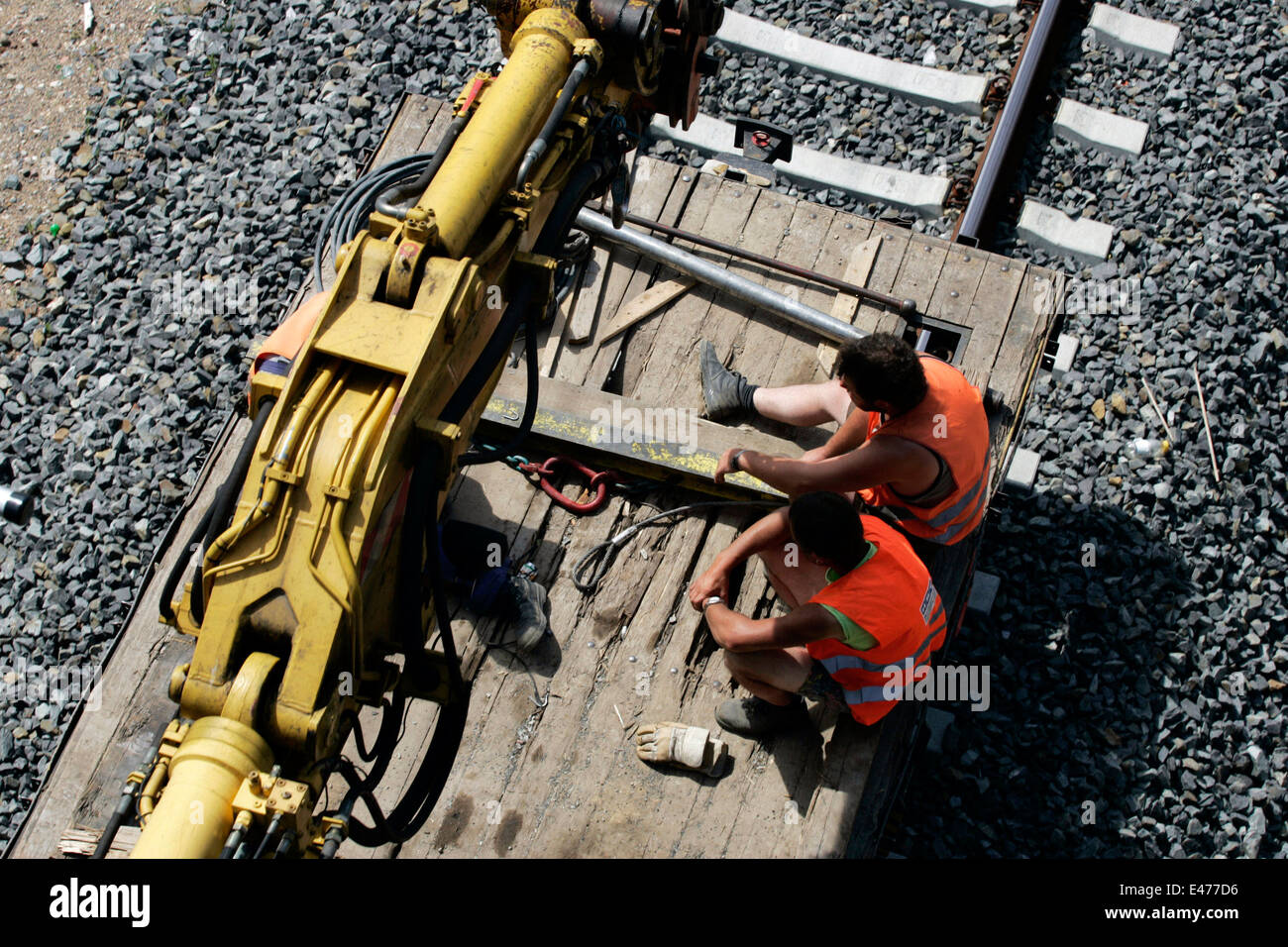 Track construction workers hi-res stock photography and images - Alamy