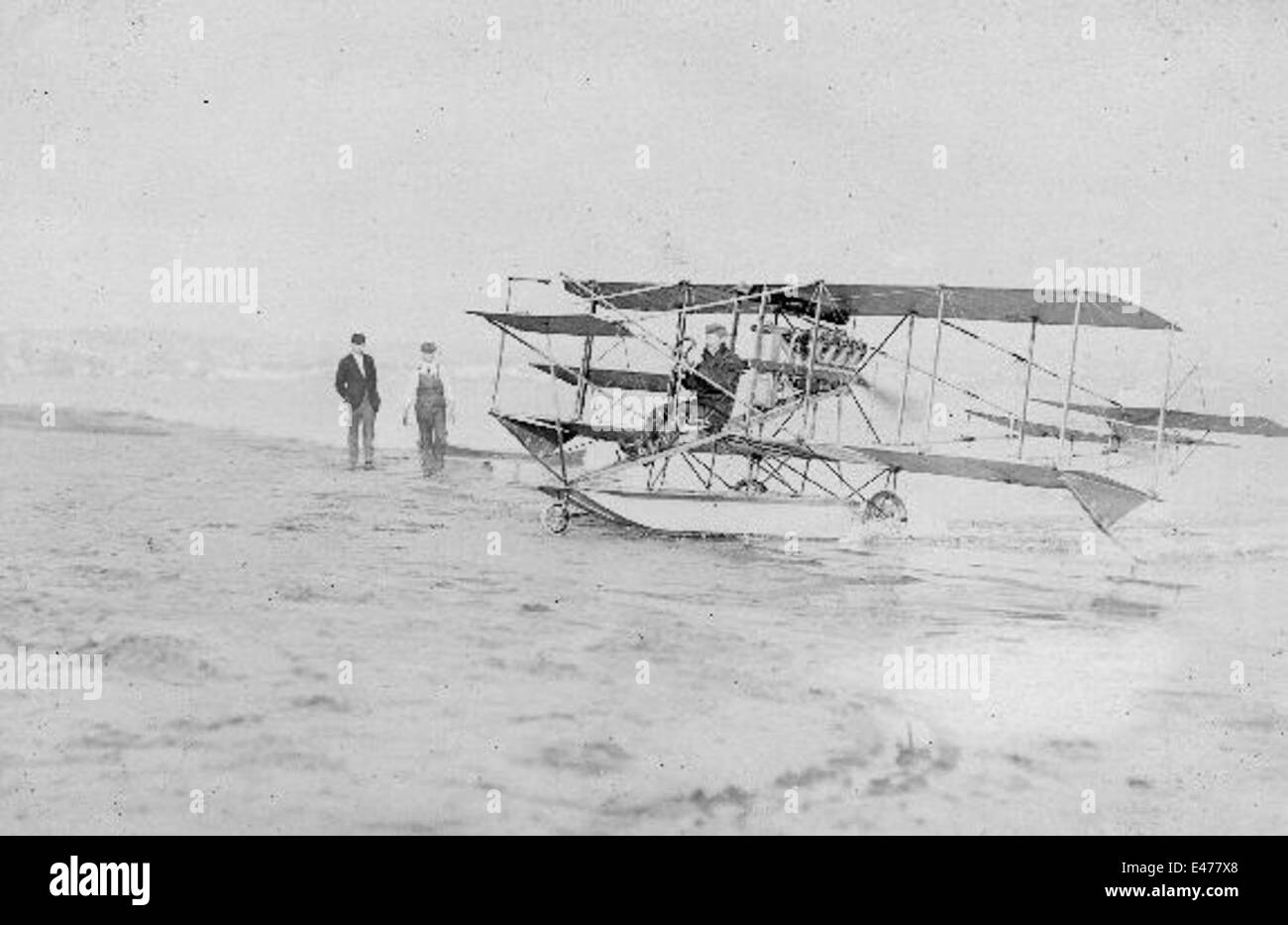 This image shows an early Curtiss aircraft at North Island, San Diego ...