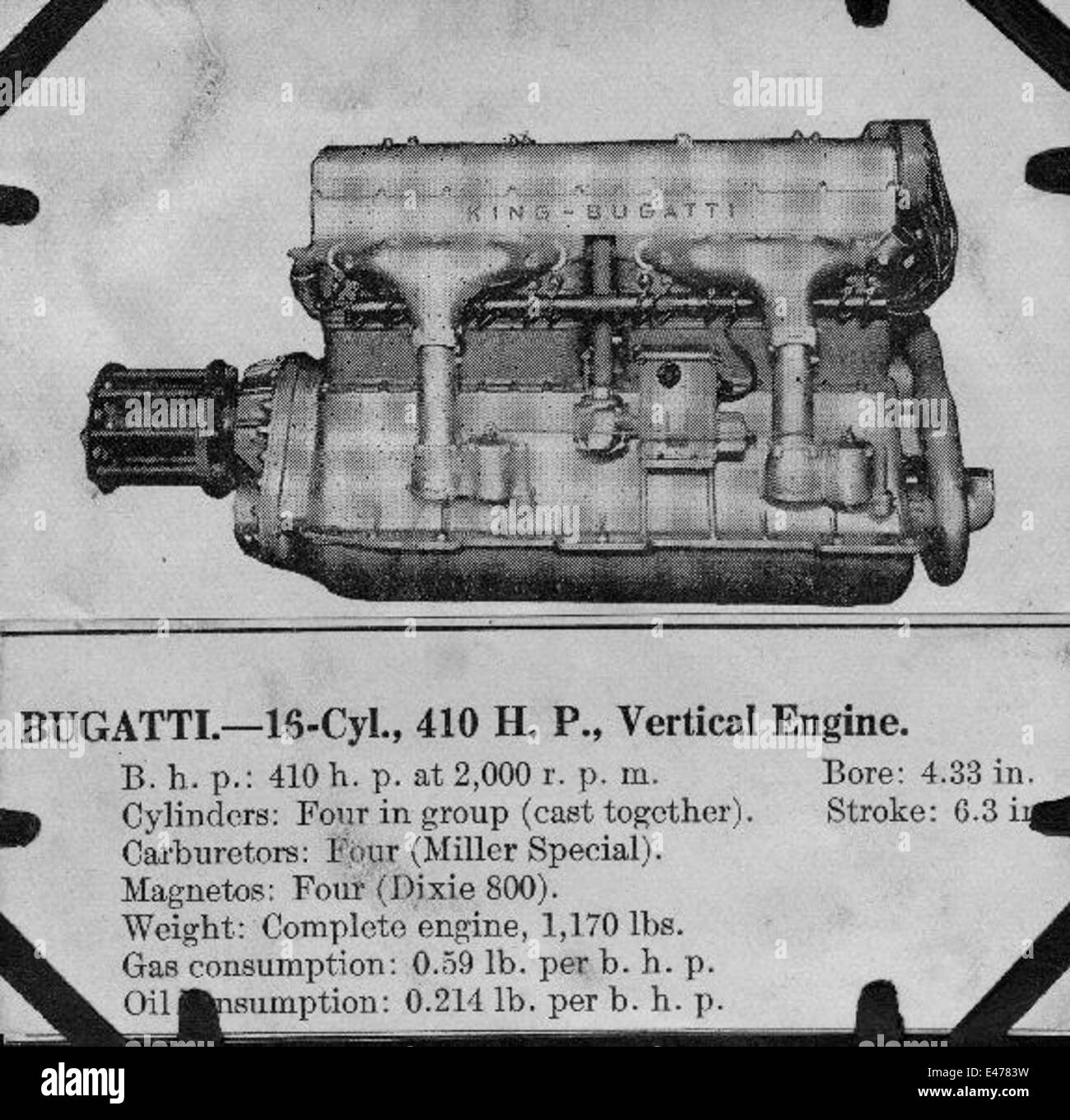 The Bugatti U-12 King engine, showcased in the San Diego Air and Space ...
