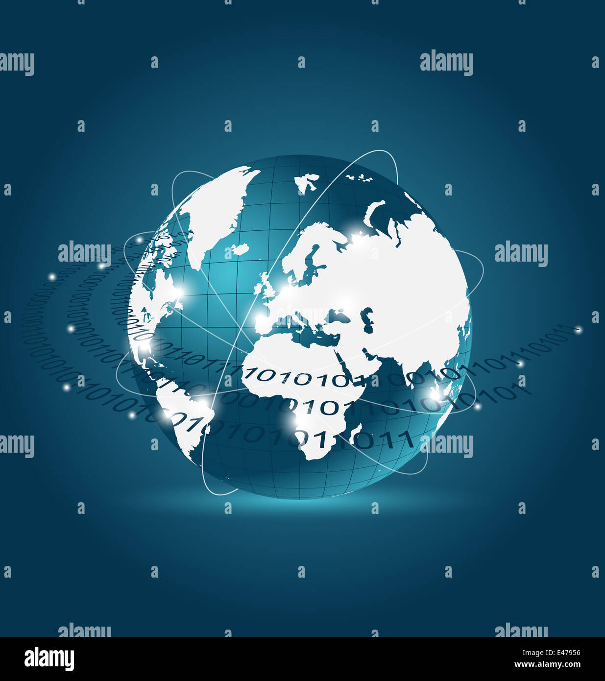 Illustration communication map with Earth planet Stock Photo - Alamy