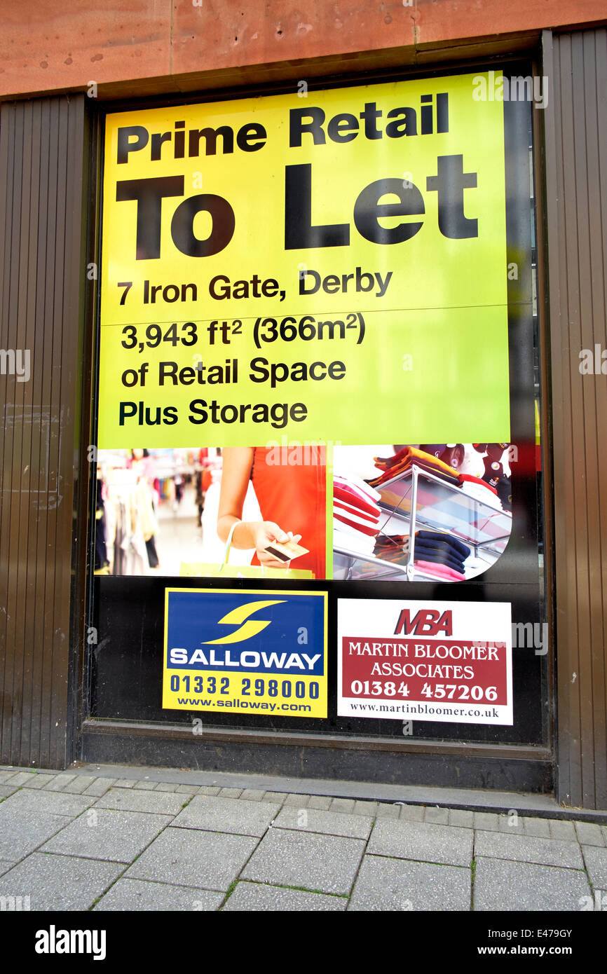 Prime retail to let sign Derby England UK Stock Photo - Alamy