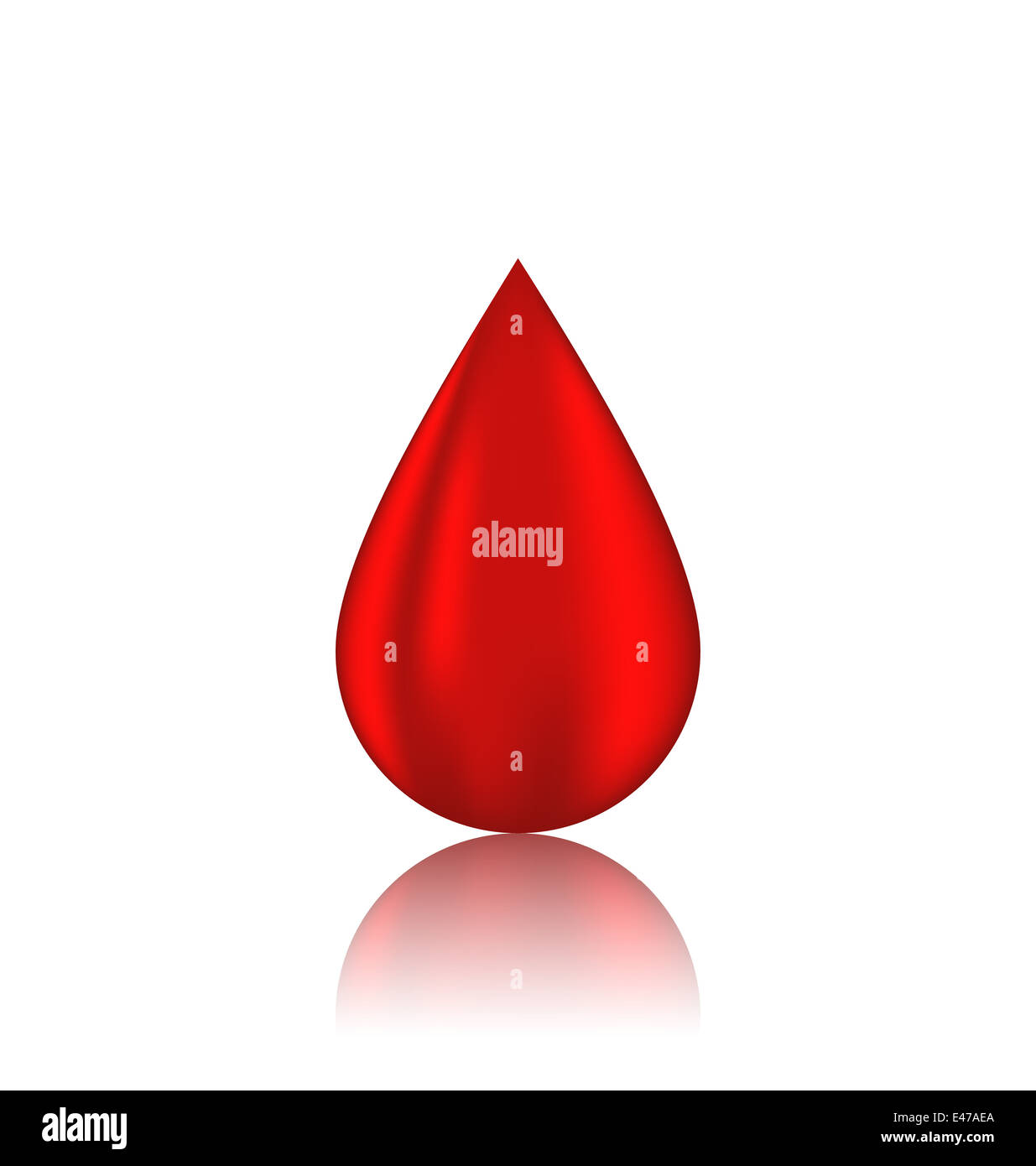 Illustration red blood drop with reflection, isolated on white ...