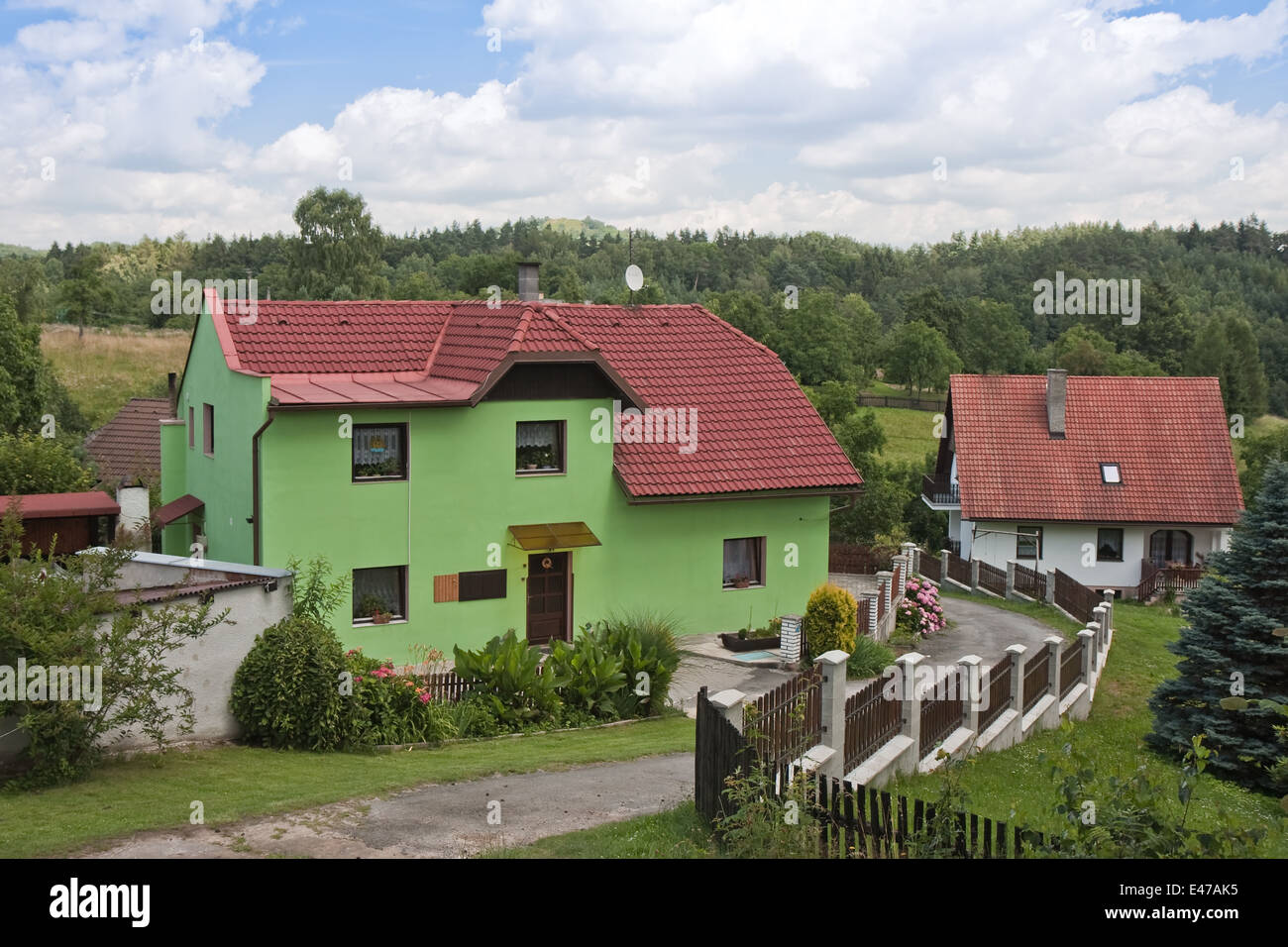 Rural landscape in Czech with old farmhouse in the forest Stock Photo ...