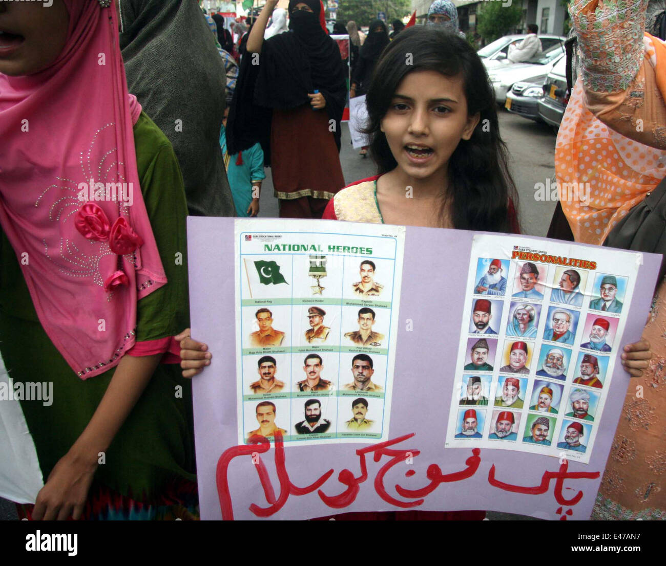Activists of Pakistan Awami Tehreek are demonstrating to show their ...