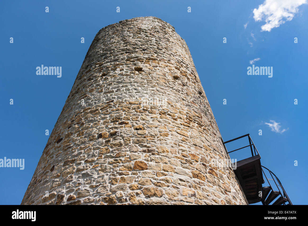 Big tower of an old medieval castle facing the sky Stock Photo - Alamy