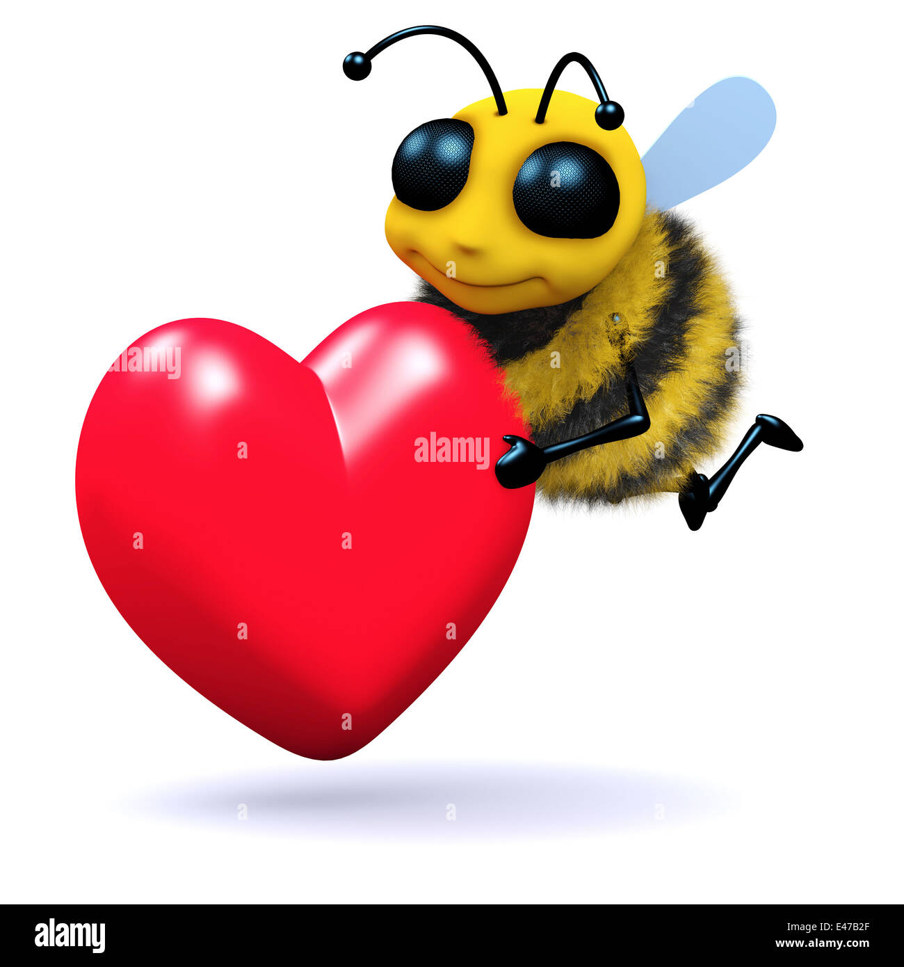 3d Honey bee has a gigantic red heart Stock Photo - Alamy