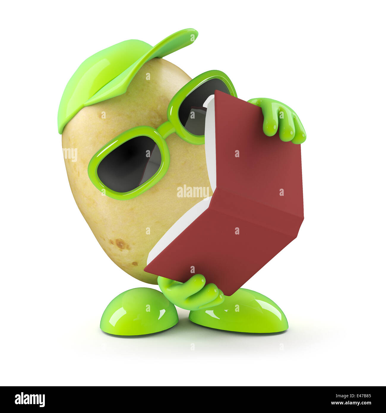 3d Potato man is reading a very interesting picture Stock Photo - Alamy