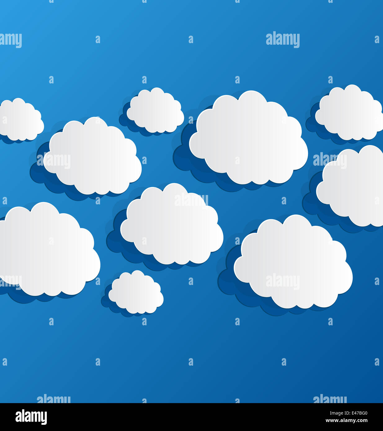 Illustration set cut out clouds, blue paper - vector Stock Photo - Alamy